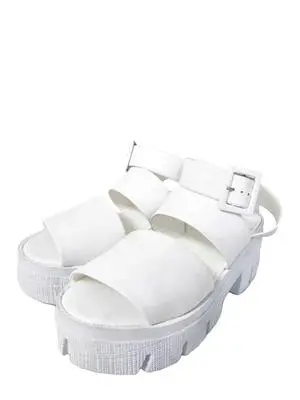 GLORIA COELHO Buckle-strap Platform Sandals - White