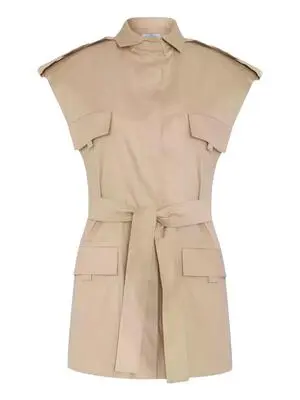 GLORIA COELHO Belted Sleeveless Coat - Neutrals