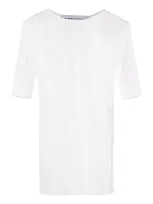 GLORIA COELHO Side-slits Ribbed T-shirt - White