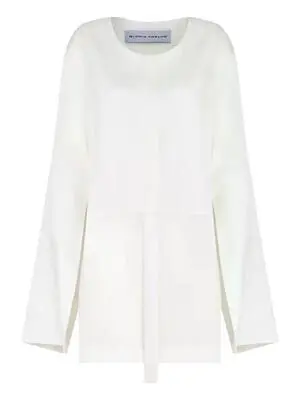 GLORIA COELHO Box-pleat Cape-sleeve Blouse - White