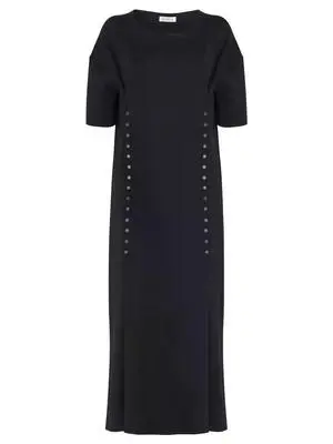 GLORIA COELHO Button-detailed Short-sleeve Midi Dress - Black