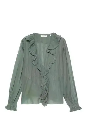 DÔEN Ruffled Blouse - Green
