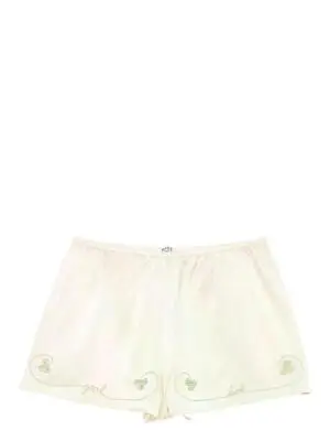 BODE Embroidered Silk Shorts - Neutrals