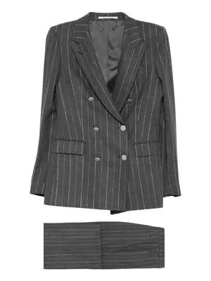 Tagliatore Pinstriped Double-breasted Blazer - Grey