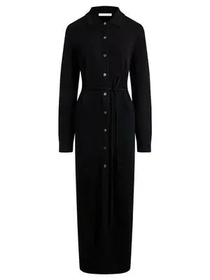 12 STOREEZ Buttoned Knitted Shirt Dress - Black