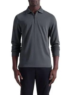 Bugatchi Ottoman Rib Half Zip Long Sleeve Polo Zinc