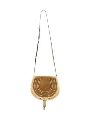 Chloé Medium Marcie Suede & Shearling Crossbody Bag - Summery Beige