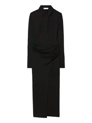 Tory Burch Collared Draped Shirtdress - Black