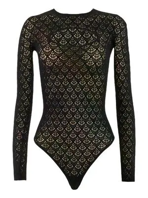 Wolford Net-pattern Long-sleeve Bodysuit - Black