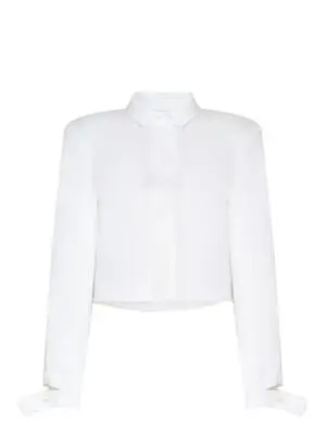 GLORIA COELHO Padded-shoulder Cotton Shirt - White