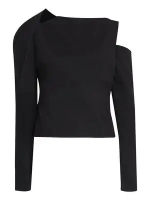 GLORIA COELHO Asymmetric One-shoulder Top - Black
