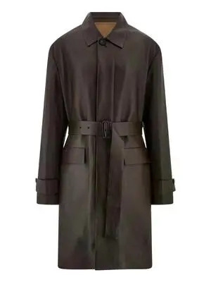 FERRAGAMO Belted Deerskin Duster Coat - Brown
