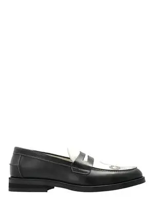 DUKE + DEXTER Wilde Snake-print Loafers - Black