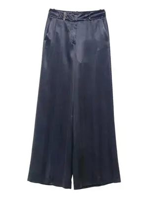 Peserico Satin Wide Leg Trousers - Blue