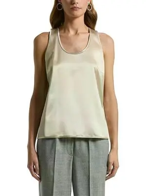 Peserico U-neck Trim Top - Neutrals