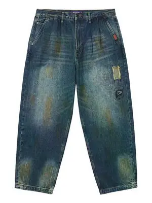 AFTERMATHS Patchwork Straight Jeans - Blue