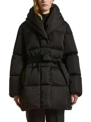 Peserico Belted Padded Coat - Black