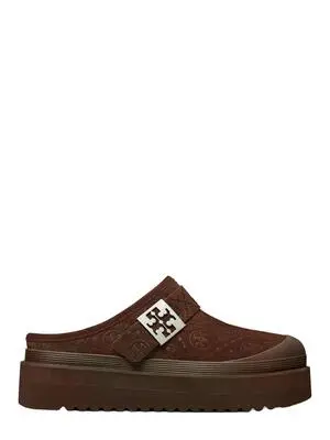Tory Burch Mellow Shearling Platform Mules - Brown