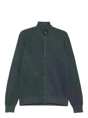 Brioni Textured Knit Zip-up Cardigan - Green