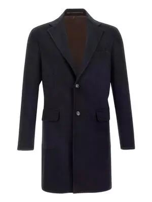 BARBA NAPOLI Flap-pocket Half-belt Coat - Blue