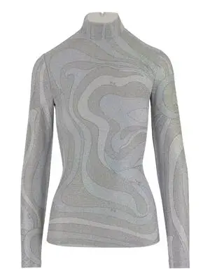 Emilio Pucci Patterned Long Sleeve Top - Grey