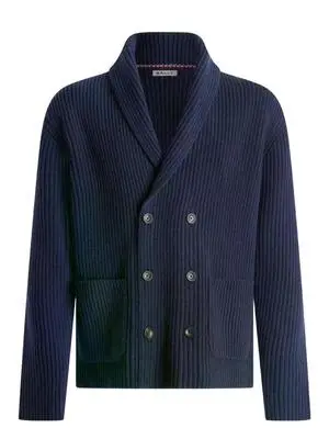 Bally Ribbed Double-breasted Cardigan - Blue
