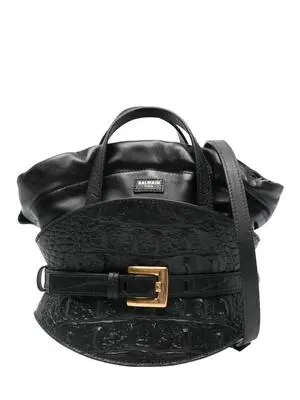 Balmain Croc-effect Shoulder Bag - Black
