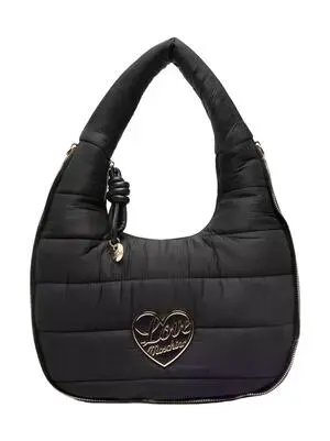 Moschino Quilted Tote Bag With Heart Plaque - Black