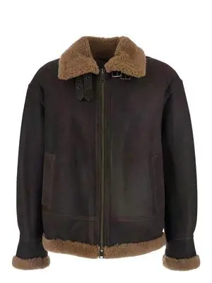 ARMA Strap Closure Shearling Jacket - Brown
