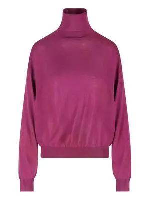 Saint Laurent Turtleneck Sweater - Purple