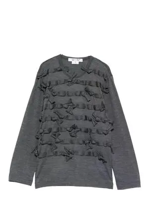 Comme Des Garçons Ribbon Detail Long Sleeve Top - Grey