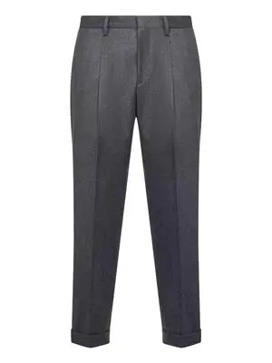 D4.0 Pleated Turn-up Trousers - Grey