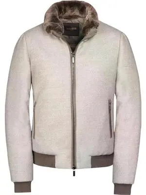 MOORER Fur Collar Zip-up Jacket - Neutrals