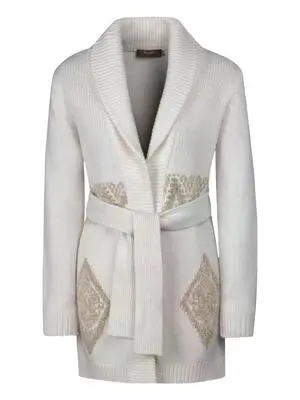 MOORER Gadwa-dkf Belted Cardigan - Neutrals
