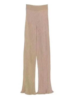 LISA YANG Ribbed Flared Trousers - Brown