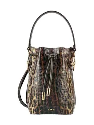 Fendi Drawstring-closure Leopard-print Bucket Bag - Brown