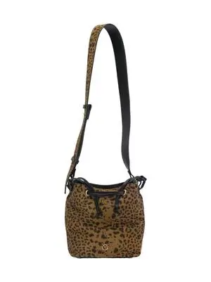 Pinko Leopard Print Drawstring Shoulder Bag - Brown