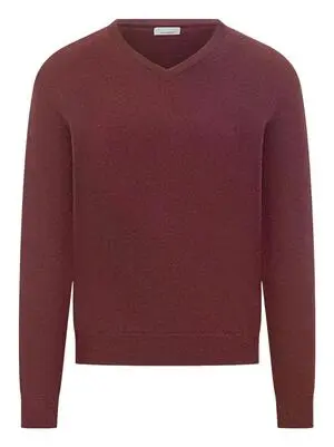 Malo V-Neck Long Sleeve Sweater Red