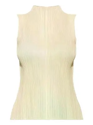 Issey Miyake Pleated High-neck Top - Neutrals