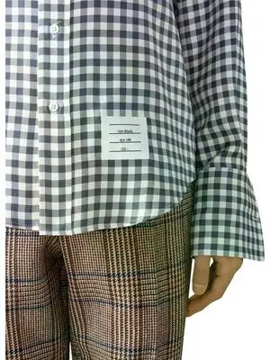 Thom Browne Gingham-check Silk Shirt - Blue
