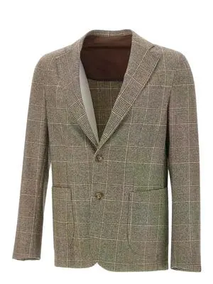 BARBA NAPOLI Checked Buttoned Blazer - Brown