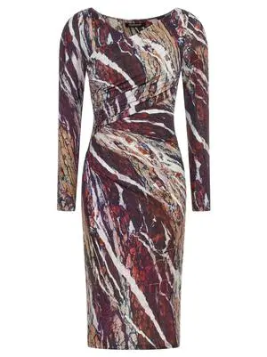 Roberto Cavalli Marble-print Midi Dress - Purple