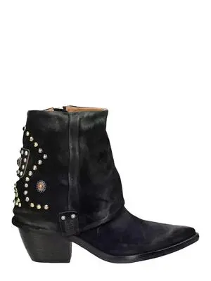 A.S.98 Studded Heeled Boots - Black