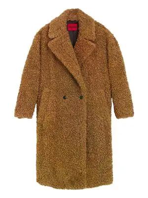 Hugo Textured Double-breasted Coat - Brown