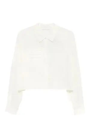 AMOMENTO Drawer Pocket Crop Shirt - Neutrals
