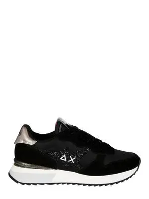 SUN 68 Stargirl Glitter Logo Sneakers - Black
