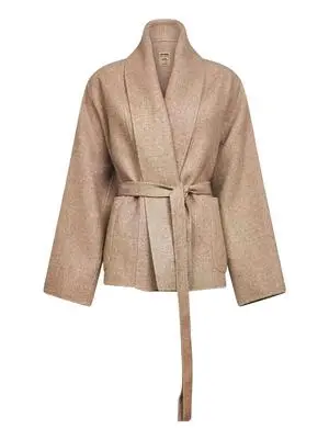UMA WANG Shawl-collar Belted Jacket - Neutrals