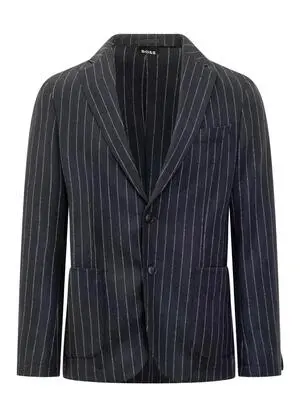 BOSS Flannel Striped Blazer - Blue