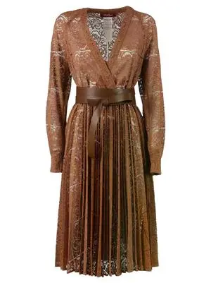 Max Mara Pensile Lace-belted Midi Dress - Brown