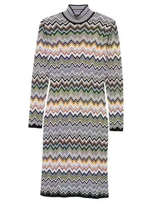 Missoni Zig-zag High-neck Midi Dress - Brown